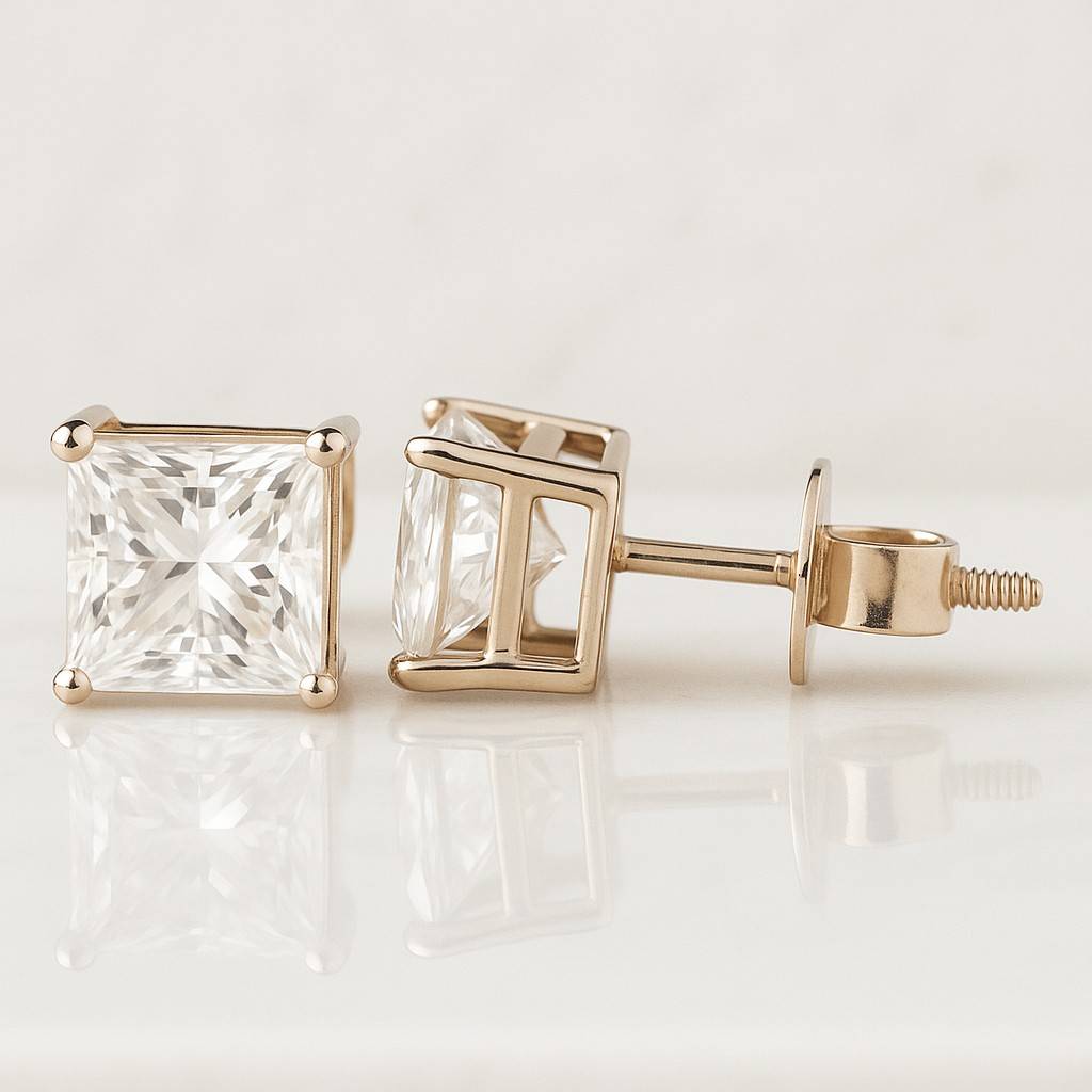 princess cut stud earrings