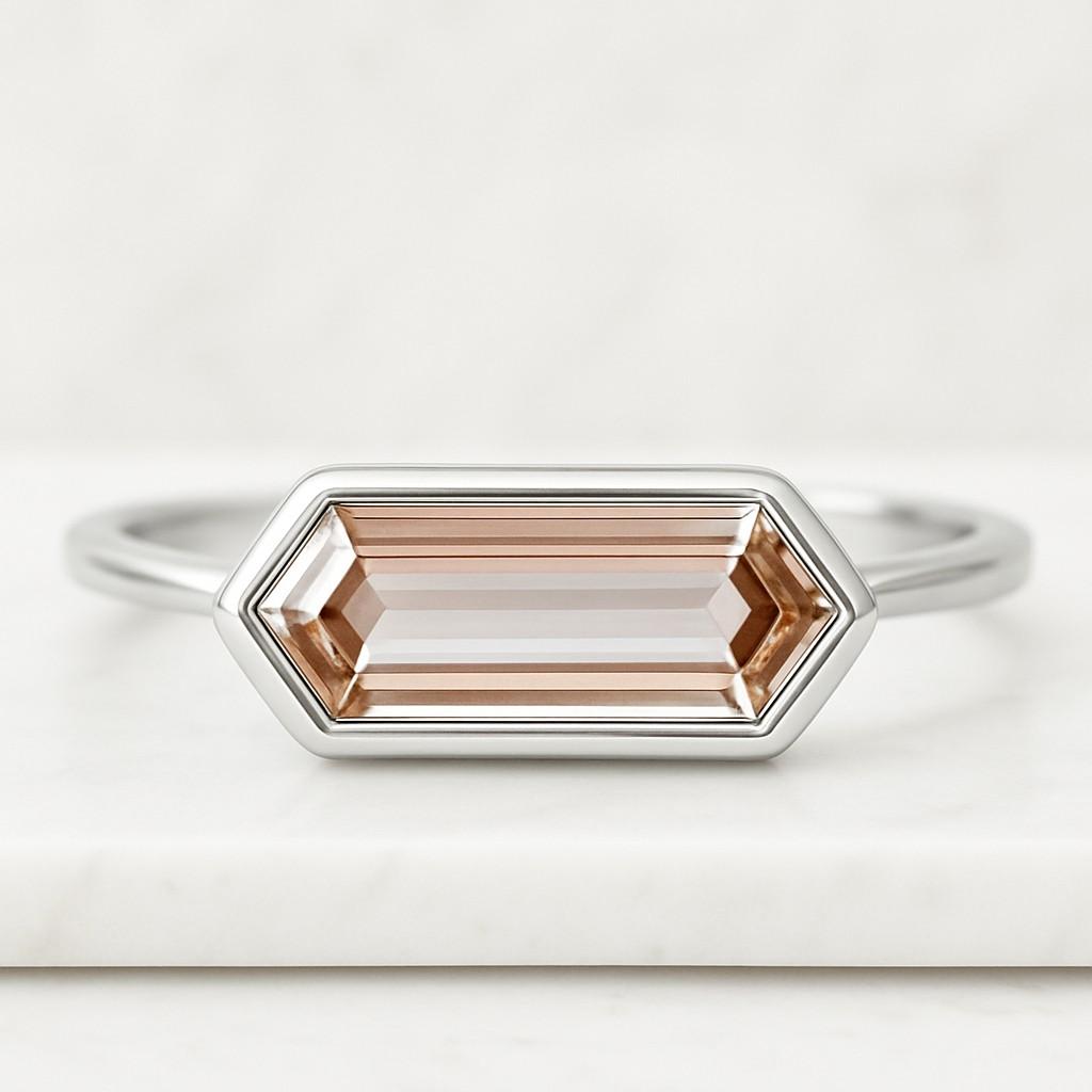 Elongated Hexagon Step Cut Solitaire Diamond Ring – Luxurian Jewels