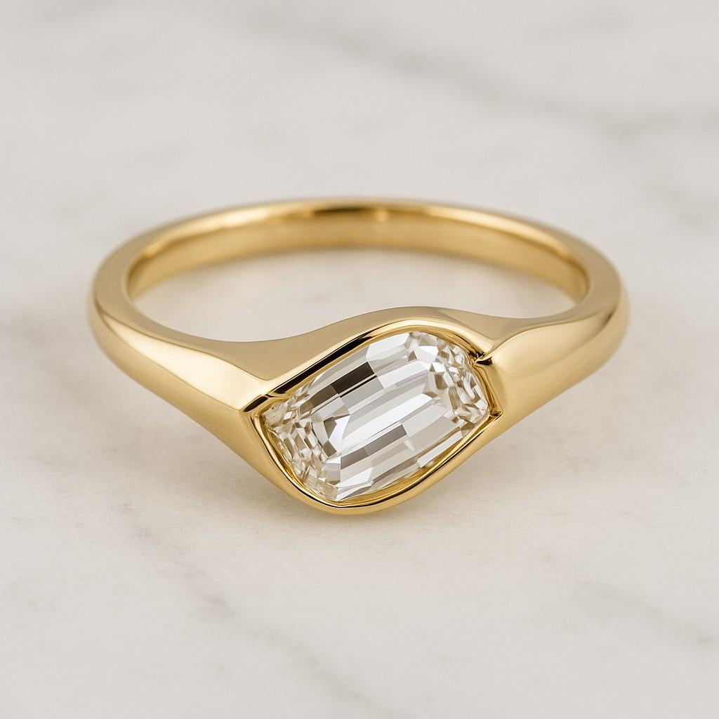 OOAK Flame Cut Moissanite Diamond Solitaire Engagement Ring – Luxurian ...